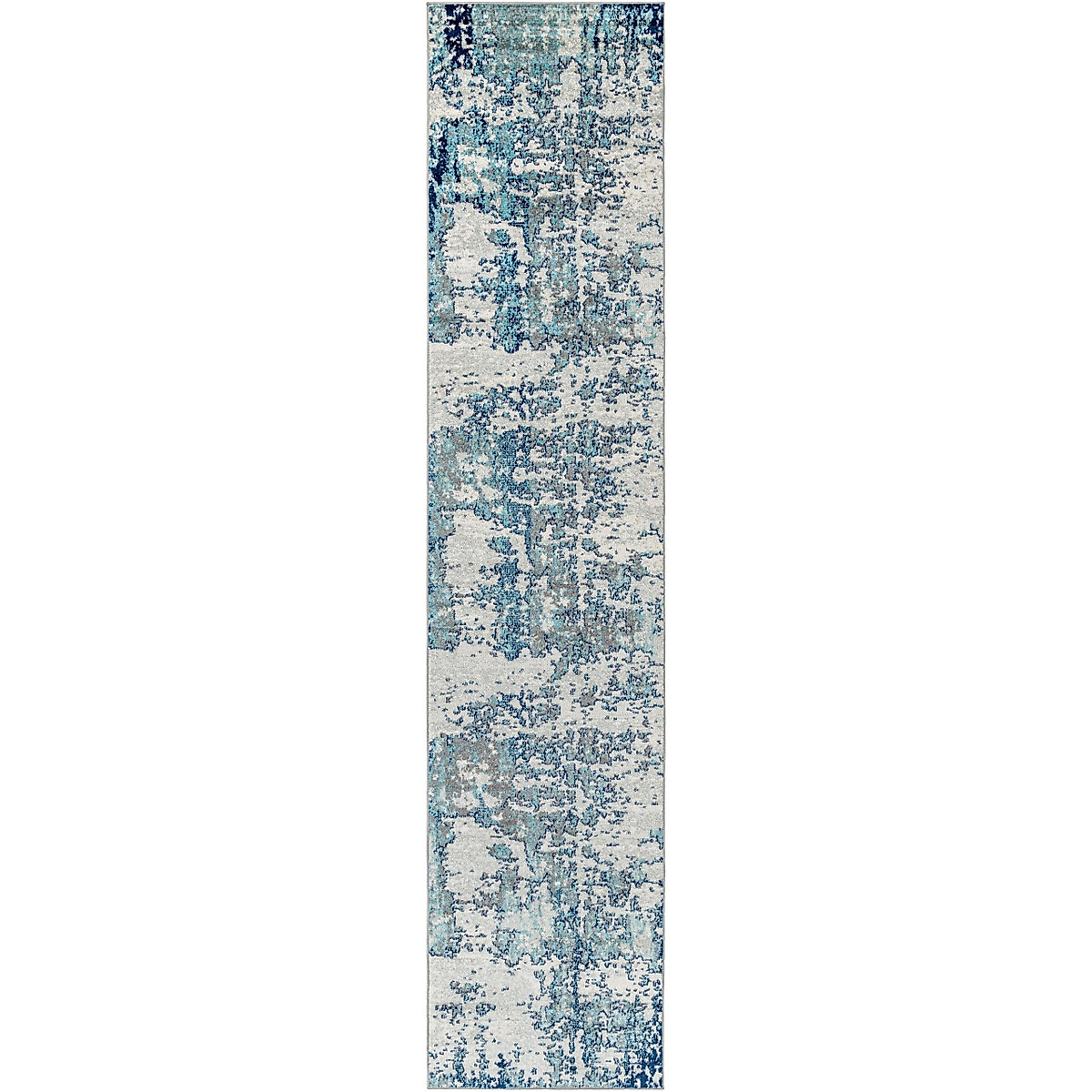 Livabliss Arti Modern Abstract Runner Area Rug,2'7" x 12',Dark Blue/Aqua