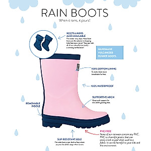Hatley Unisex Kid's Solid Rain Boots, Pink & Navy, 11 Little Kid