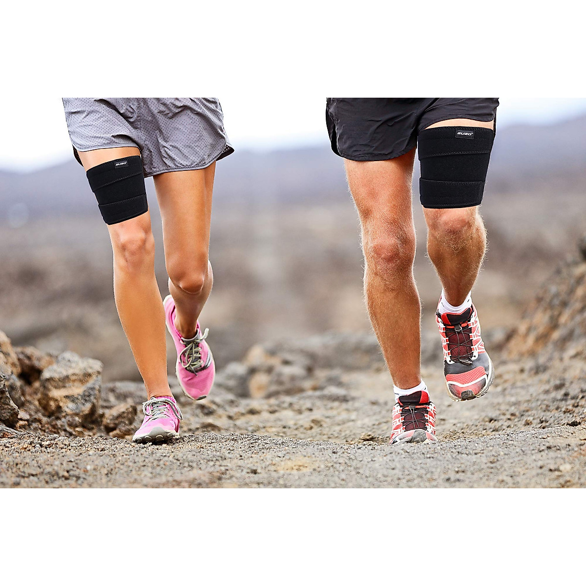 2U2O Compression Thigh Brace-Hamstring Quad-Adjustable Strap,Anti-Slip Silicone Band Support for Muscle Injury Recovery,Upper Thigh&Groin,Pulled Groin Muscle,Quadricep,Cellulite Slimmer-Men,Women