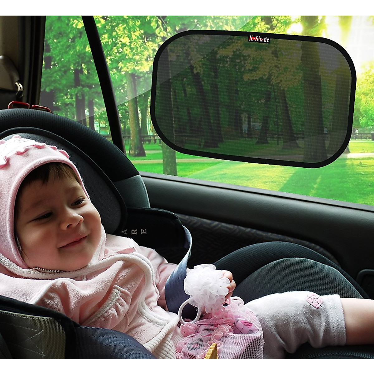 Car Window Shade Sun Screen Keeps Interior Cooler to Protect Baby, Infants & Kids 2 Pcs. With Non-Slip Pad