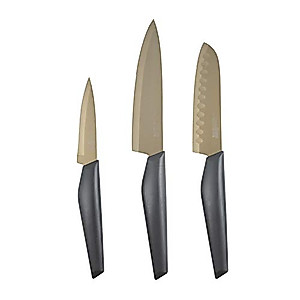 CAMBRIDGE Robert Irvine 6 Piece Cutlery Set with Grey Soft Touch Handle and Gold Blades, 0, GREY & GOLD
