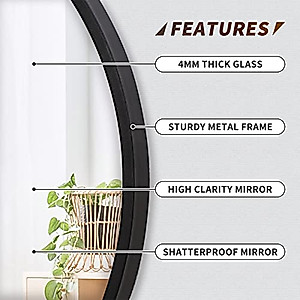 ZenStyle Black Circle Wall Mirror 18 Inch Round Wall Mirror with Metal Frame for Entryways, Bathrooms, Living Rooms, Wall Decor, Farmhouse, Makeup Vanity (Black, 18" x 18")