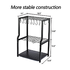 YueTong Garden Tool Organizer Heavy Duty,Yard Tool Tower Rack,Garage Storage Organization for Long Handle Tools,Rake,Brooms,Extra Hooks for Small Shovel,Shear.All Metal,Free Standing.
