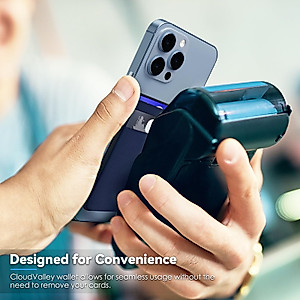CloudValley Magnetic Card Wallet, Card Holder Case Stick on Phone for iPhone MagSafe Series &All Android Phones with Magnetic,Blue