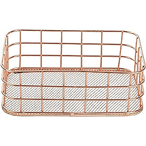 Metal Storage Baskets, Copper Wire Basket Organizer (Rose Gold, 2 Piece Set)