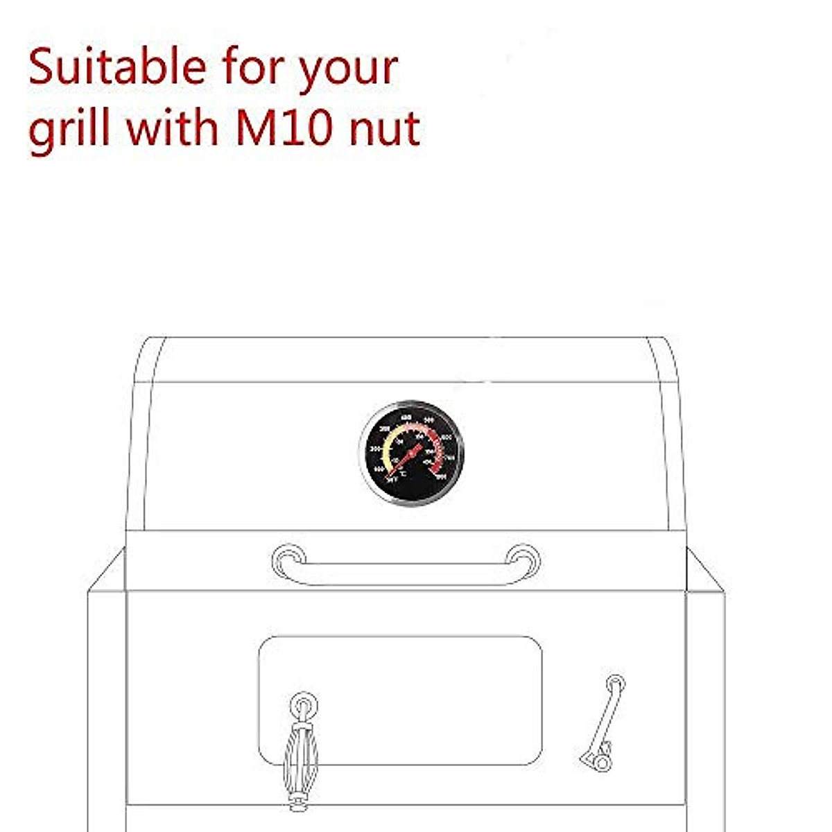 GasSaf BBQ Charcoal Grill Smoker Temperature Gauge Pit Thermometer Dial, 2-3/8 Inch Dial and 3 Inch Stem, High Temperature Range - 50F to 800F