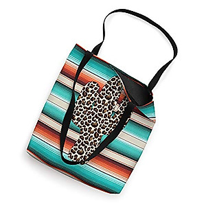 Funny Leopard Cactus Serape Cactus print Turquoise Tote Bag