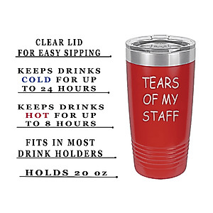 Rogue River Tactical Funny Tears of My Staff Travel Tumbler Mug Cup w/Lid Vacuum Insulated Hot or Cold Boss Gift (Red)