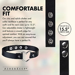 AsherKeep Black Heart Choker Necklace for Women - Goth Choker Necklace Kawaii Cute Chokers for Women Black Vegan Leather Choker Punk Halloween Costume