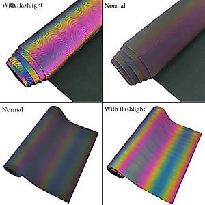 HYANG Dark Night Light Color Change Reactive Iridescent Wave Faux Leather Sheets 1 Rolls 12"X53"(30cmX135cm), Faux Leather Very Suitable for Leather Earrings, Bows, Handbag,Sewing,Crafts Making