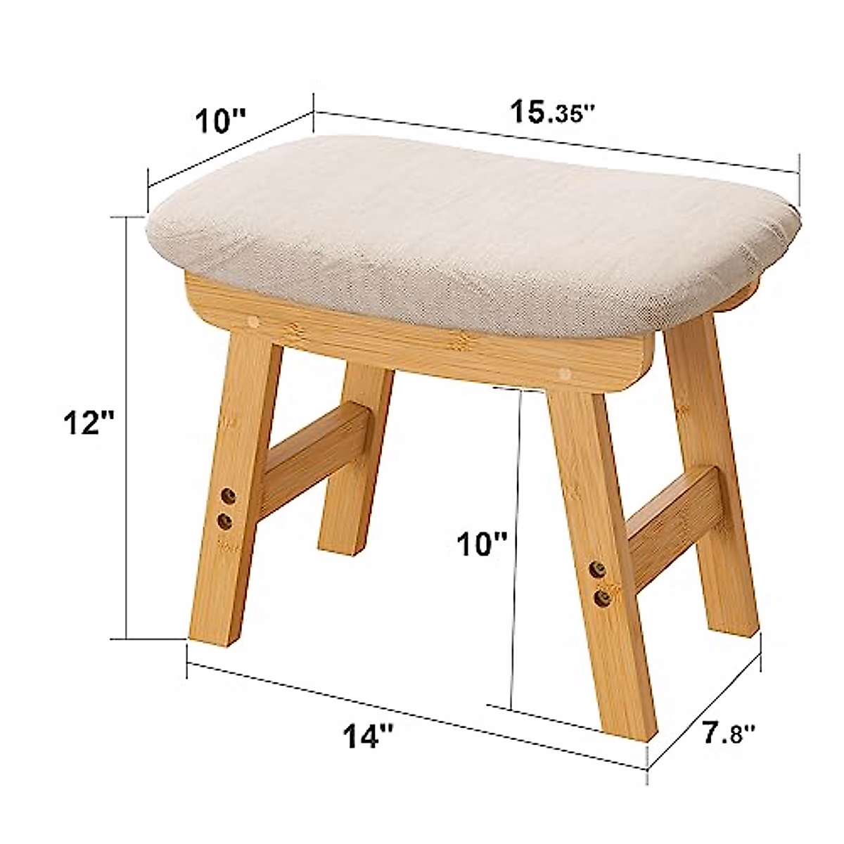 viewcare Foot Stools Ottoman, Small Foot Stool Ottoman, and Footstool, Wooden Foot Stool, Sofa Footrest Extra Seating for Living Room Entryway Office