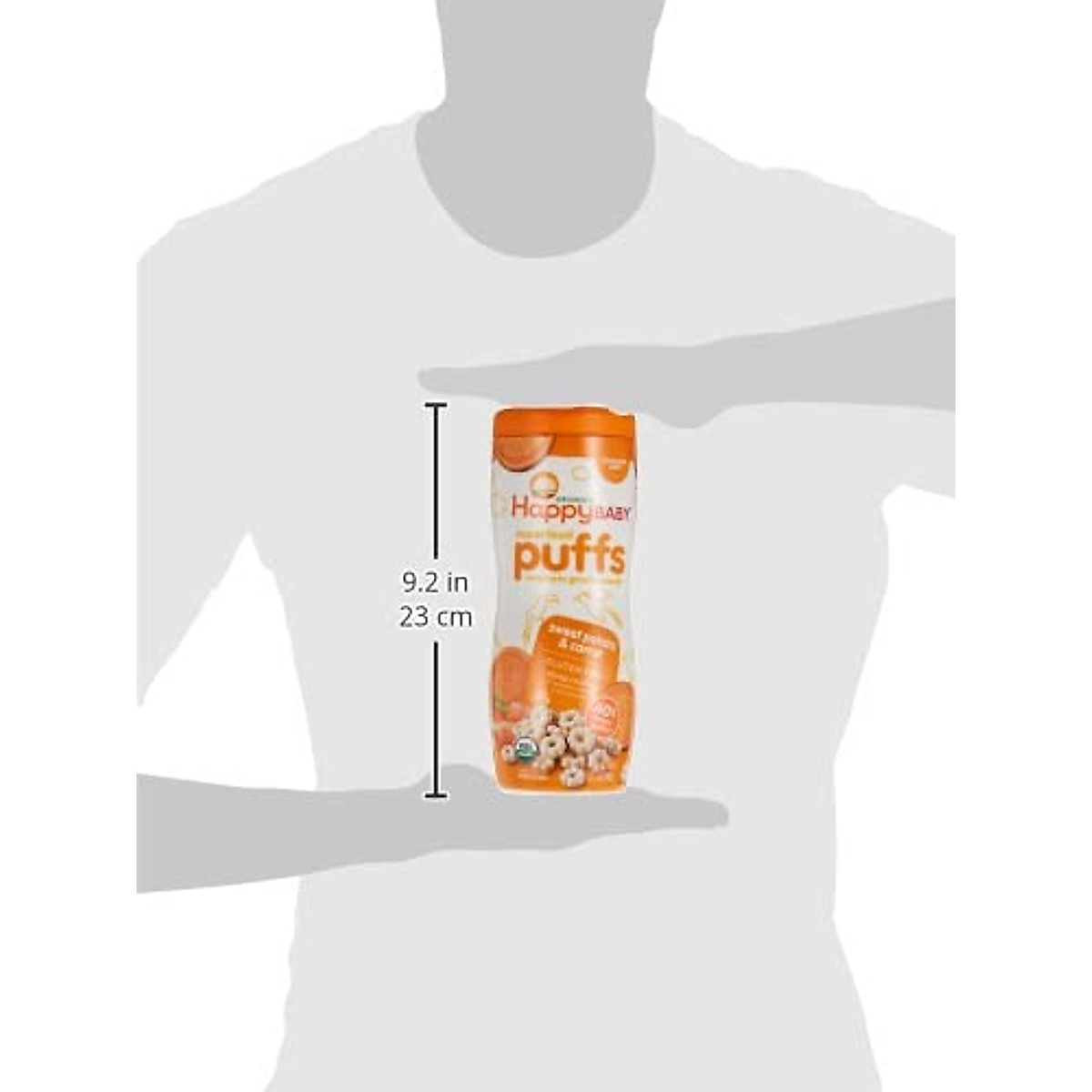 Happy Baby Organic Baby Food Superfood Puffs Sweet Potato & Carrot, 2.1 Ounce Organic Baby or Toddler Snacks, Crunchy Fruit & Veggie Snack, Choline to Support Brain & Eye Health
