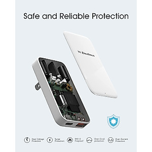 USB Wall Charger, USB C Fast Charger, Elexlinco Dual USB Wall Charger with Apple 20W Charge and QC 3.0 18W USB-A,USB C Wall Adapter for Apple 14 13 12 11, Samsung, Foldable Plug Charger