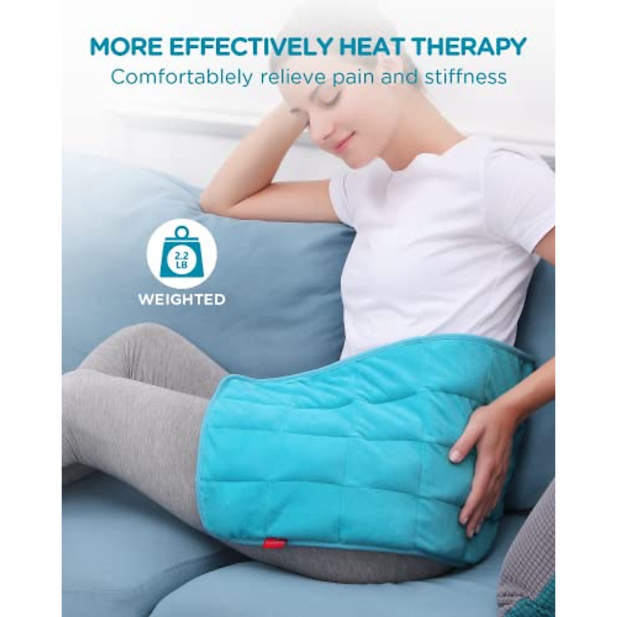 Comfytemp Weighted Heating Pad, 12x 24" Electric Heating Pad for Back Pain Relief with 9 Heat Settings | 11 Auto-Off | Stay on | Backlight, 2.2lb XL Heat Pad for Shoulders and Cramps Relief, Washable