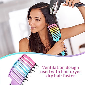 2 Pack Detangling Brush Getting Knots Out without Pain Adds Shine and Makes Hair Smooth,Detangler Boar Bristle Hair Brush for Adult & Kids Wet or Dry Hair(Green&Pink)