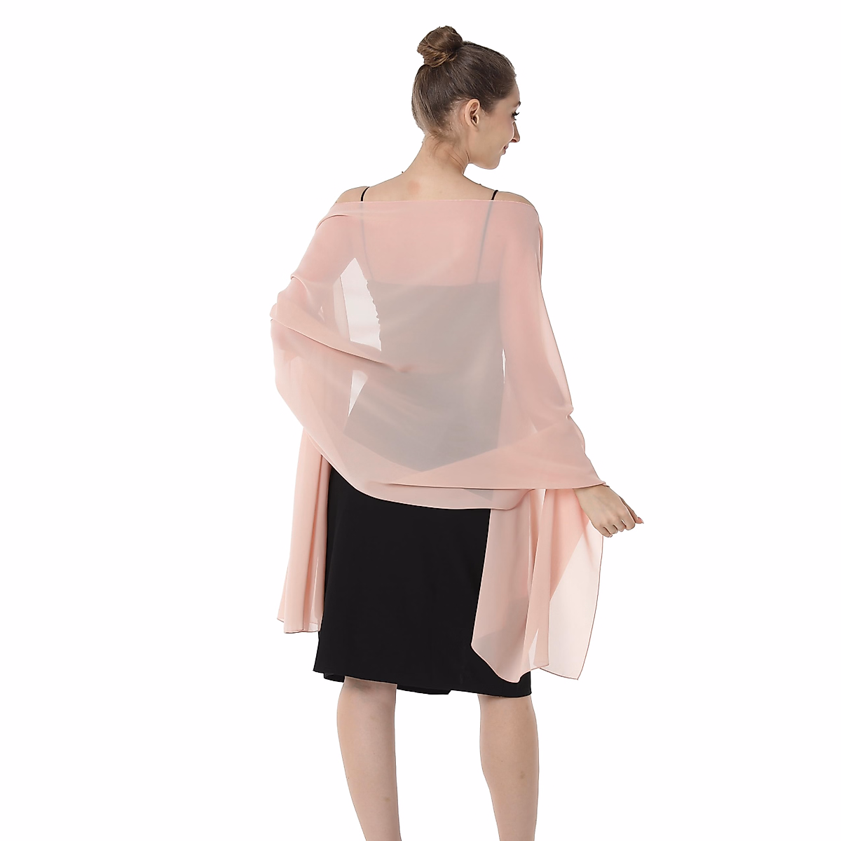 Baoqiya Women's Scarf Shawls and Wraps for Evening Dress Chiffon Shawl Soft Elegant Silky Pashmina Wedding Bridal Scarves(Blush, 79"×19")