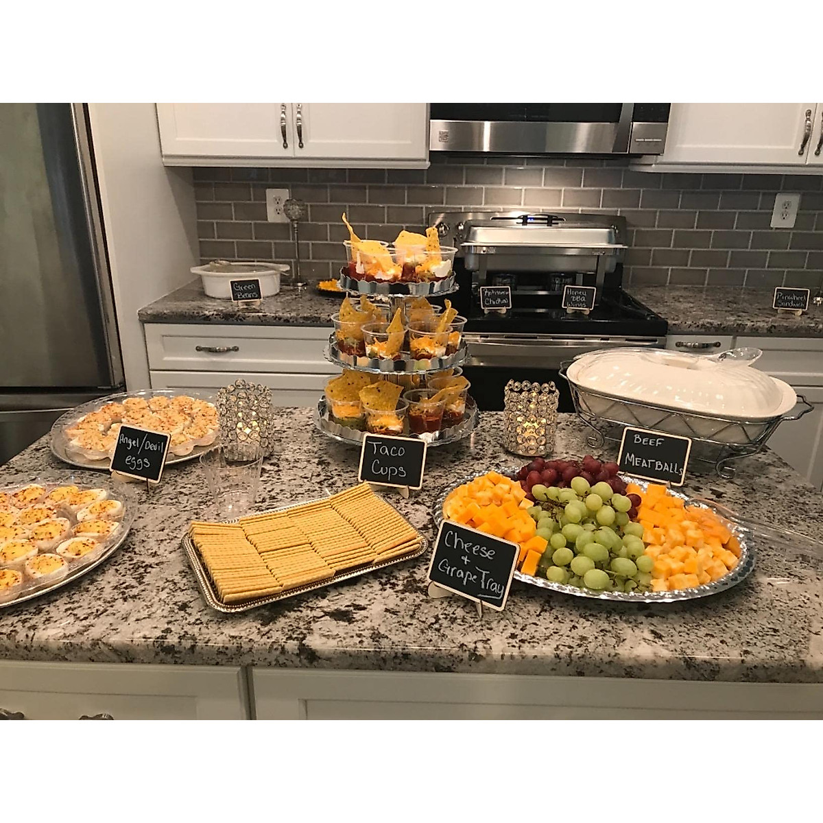 20 Pcs Mini Chalkboard Signs with Stand, Food Signs for Party Buffet, Table Numbers, Place Cards Display, Weddings, Buffet, Small Blackboards Wood Little Chalkboard