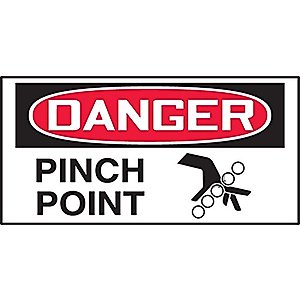 Accuform"Danger Pinch Point" Adhesive Vinyl Safety Label, Pack of 10, 1.5" x 3", Red/Black on White, LEQM009VSP
