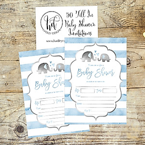 Hadley Designs 50 Fill in Baby Shower Invitations, Baby Shower Invitations Elephant, Jungle, Baby Shower Invites Boy, Baby Boy Shower Invitations, Baby Invitations, Neutral Baby Shower Invitations