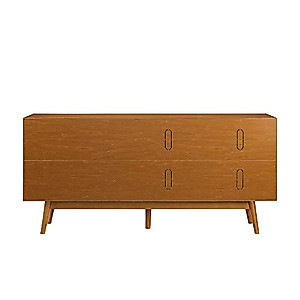 Walker Edison Mid-Century Modern Wood Kitchen Buffet Sideboard Entryway Serving Storage Cabinet Doors-Dining Room Console, 70 Inch, Acorn