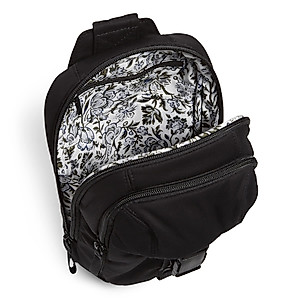 Vera Bradley Women's Cotton Utility Sling Backpack, Black - Recycled Cotton, One Size