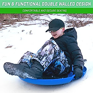 GoSports 29" Heavy-Duty Winter Snow Saucer with Padded Seat and Hand Pull Strap - Choose Your Style