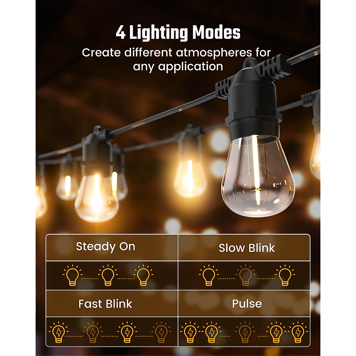 SUPERDANNY 50FT Solar Powered Outdoor String Lights, LED Solar String Lights for Outside, Commercial Grade Outdoor Waterproof Patio Lights with USB Port, 18 LED Lights for Garden Yard Halloween Décor