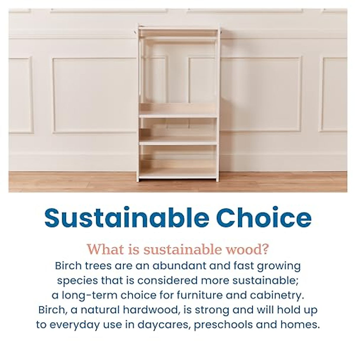 ECR4Kids TrendiTot Clothing Rack, Kids Wardrobe, White Wash