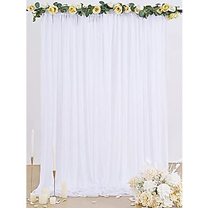 White Backdrop Curtains Sheer Tulle Backdrop for Parties 5ftx7ft Baby Shower Background for Wedding Party Ceremony Photo Backdrop