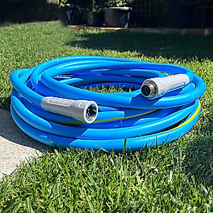 HQMPC Hose Garden Hose With Swivel Grip 5/8 in. x 20 ft., Water Hose Heavy Duty Durable Material Water Hose with Solid Fittings (BLUE) …