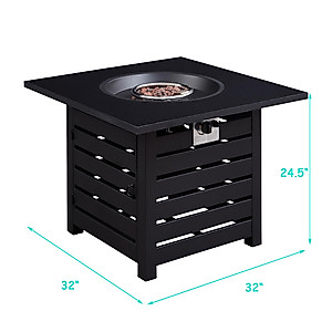Boyel Living Fire Pit Table 32in Auto-Ignition Propane Gas Firepit with Waterproof Cover Firepits for Outside Patio Outdoor Fire Table for Backyard Camping Outdoor Heating Bonfire Picnic (Black)