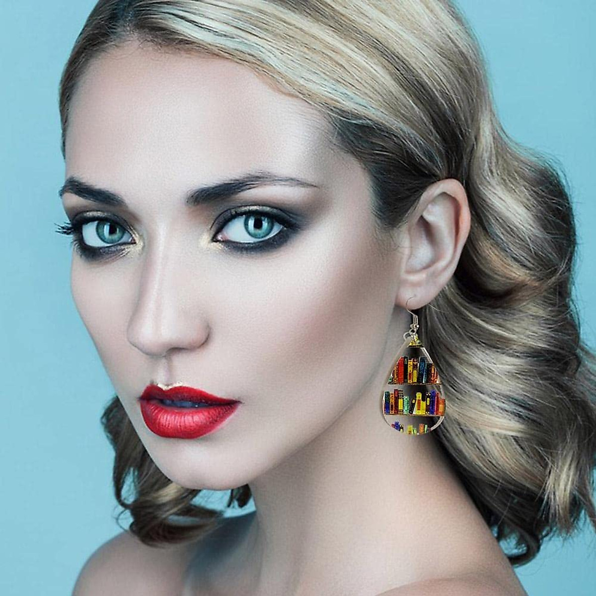 Book Earrings,Bookcase Dangle Earrings,Book Stack Earrings,Bookshelf Acrylic Dangle Earrings for Book Lovers