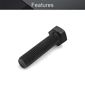 MroMax 3Pcs M12 x 50mm Left Hand Hex Bolt, Carbon Steel Grade 12.9, Black Oxide Finish, Full Thread, Hexagon Head Bolts for Furniture Repair