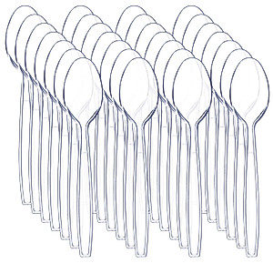 Liacere 360 Pieces Clear Plastic Spoons - Heavyweight Disposable Spoons-6.7inch Heavy Duty clear Cutlery - Plastic Utensils - Perfect for Parties and Restaurants