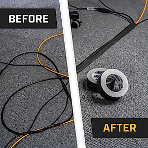 Lockport Black Gaffers Tape 3 Pack – 90 Feet x 2 Inches – Waterproof, No Residue, Non-Reflective, Easy Tear, Matte Gaffer Stage Tape – Gaff Cloth Tape for Photography, Filming Backdrop, Production