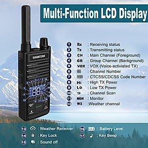 SAMCOM GMRS Radios Long Range Walkie Talkies for Adults, 30 Channels GMRS Two Way Radios Handheld, Upgrade T2 2-Way Radios USB-C Rechargeable, NOAA Weather Alert & Group Call for Camping Hiking, 4 Pcs