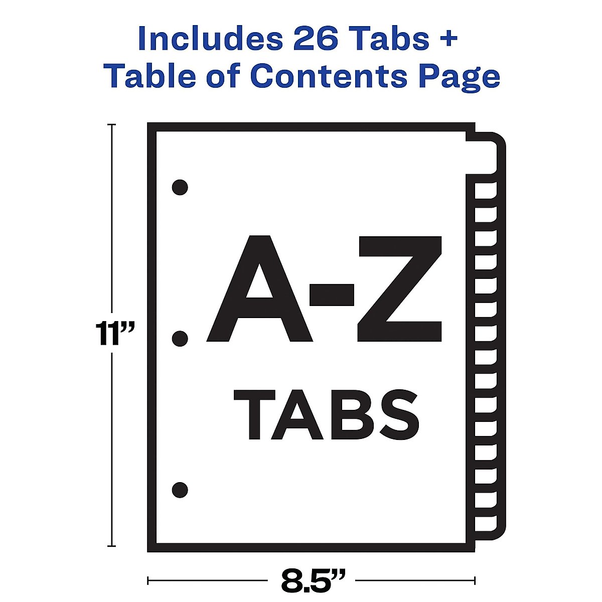 Avery A-Z Tab Dividers for 3 Ring Binders, Customizable Table of Contents, Multicolor Tabs, 12 Sets (11125)