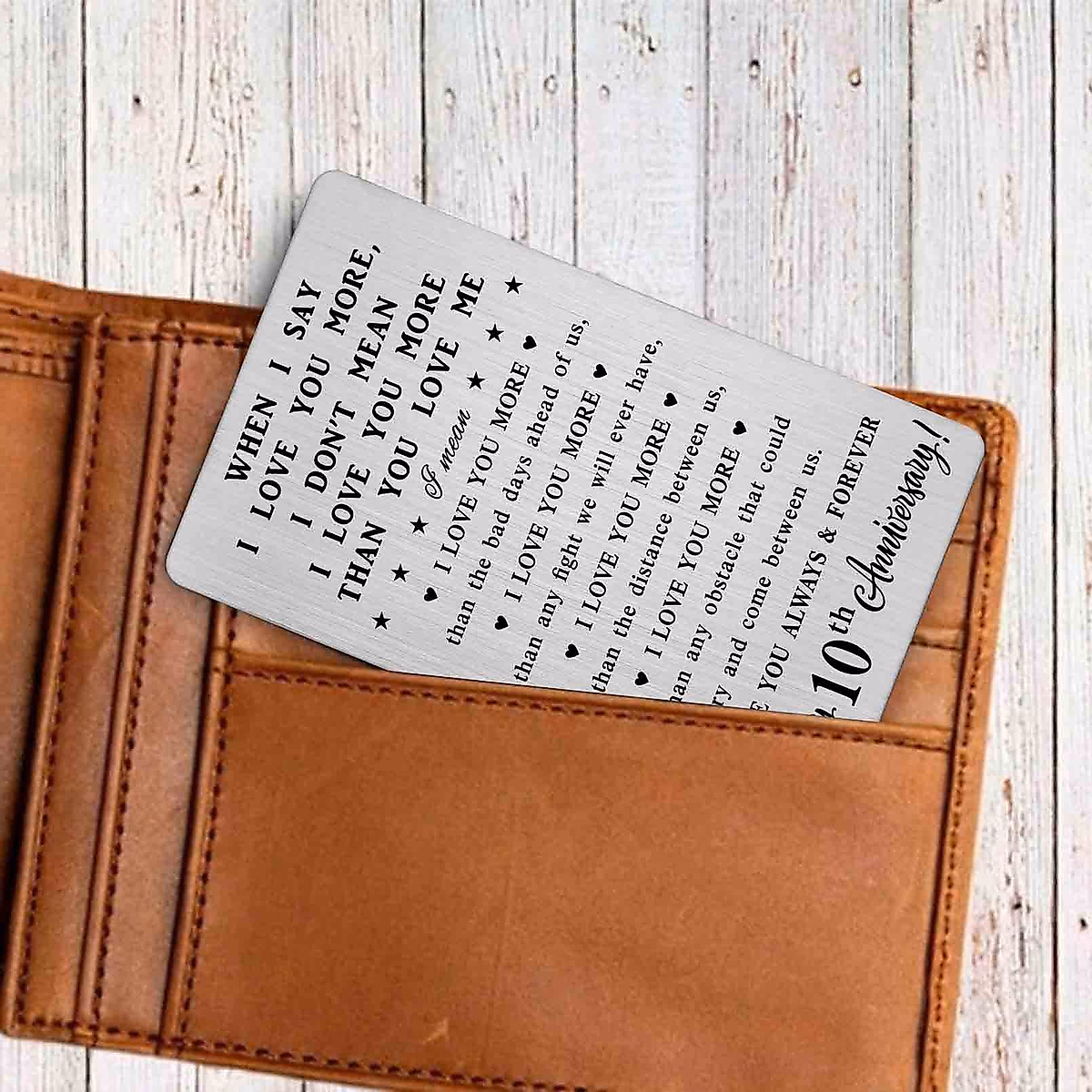 10 Year Anniversary Card Gifts for Women, Ten Tenth Anniversary Romantic Gifts for Him, 10th Wedding Anniversary Wallet Card Gifts