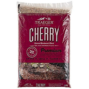 Traeger Grills PEL331 Signature Blend 100% All-Natural Hardwood Pellets(20 lb. Bag) & Grills PEL309 Cherry 100% All-Natural Hardwood Pellets Grill, Smoke, Bake, Roast, Braise and BBQ, 20 lb. Bag