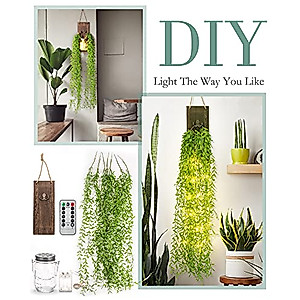 Mason Jar Sconces Wall Decor Set of 2 with LED Fairy Lights, Rustic Wall Sconces with 8 Modes Remote Control & 14 Artificial Willow Branches, Farmhouse Leaves Plants Decor for Living Room Bedroom DIY