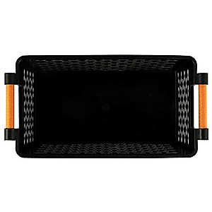 Yesland 6 Pack Plastic Storage Basket, Black Basket / Organizer / Bin with Handles for Home Office Closet