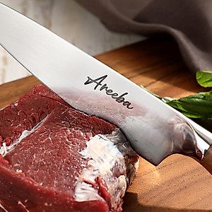 Areeba Chef Knife, Razor Sharp 8 Inch Kitchen Knife with Ebana Wood Handle High Carbon Stainless Steel Professional Cooking Chef's Knives with Gift Box
