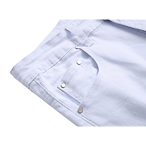 Men Ripped Distressed Destroyed Jeans Casual Vintage Hip Hop Jean with Holes Straight Leg Slim Fit Stretch Denim Pants (White,30)