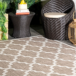nuLOOM 2' x 8' Outdoor Performance Area Rug, OEKO-TEX Certified, Weather Resistant, High Traffic, Patio, Balcony, Outside, Gina Taupe