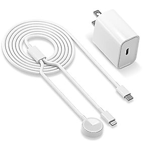2 in 1 USB-C Fast Apple Watch Charger,6.6FT Apple Certified Wireless iWatch Charger Magnetic Charging Cable with 20W USB C Wall Charger Plug for Apple Watch Series 8/7/SE/6/5/4/3 & iPhone 14/13/12/11