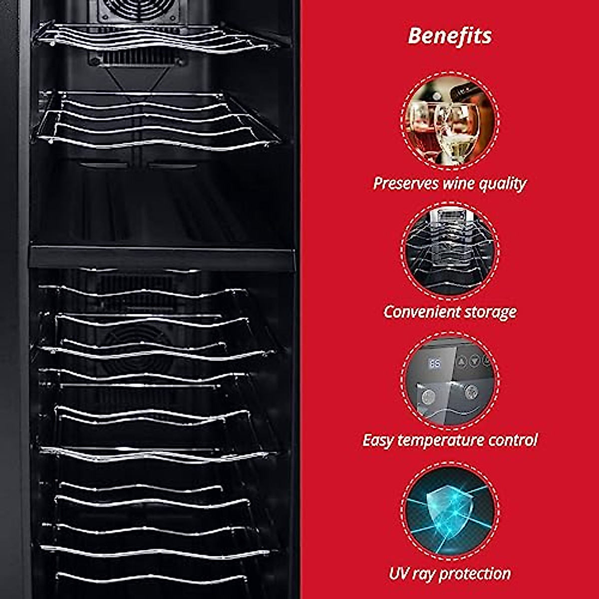 Koblenz 18-Bottle Free Standing Single Zone Fridge and Chiller Wine Cooler, Black