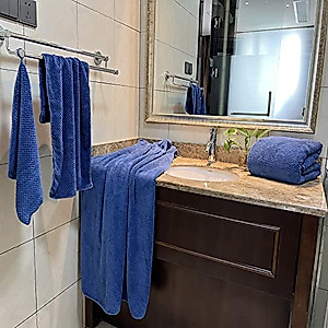 YTYC Towels,39x78 Inch Oversized Bath Sheets Towels for Adults Luxury Bath Towels Extra Large Sets for Bathroom Super Soft Highly Absorbent Microfiber Shower Towels 80% Polyester (Blue,6 Piece)