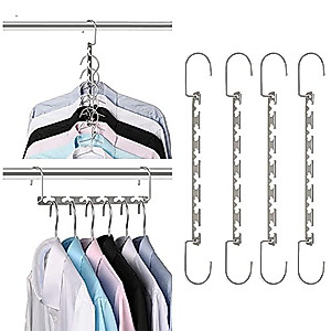 Amikadom #333ZZj Magic Stacking Wardrobe Hanger Multifunctional Folding Metal Drying Rack to Save and Organize Closet Space