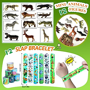 158 pcs Safari Party Favors for 12 kids ，Jungle Safari Birthday Party Supplies, Wild Animal Goodie Bags ,Safari Birthday Decorations Gift Bag Fillers Pinata Stuffers, Wild Animals Themed Party Toys