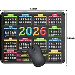 Mouse Pad with Stitched Edge, Computer Mouse Pad with Non-Slip Rubber Base, Mouse Pads for Computers Laptop Mouse 9.6x7.9x0.1 inch (2023 Calendar Black)